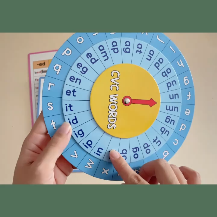 CVC Word List Phonics Spinner Game Kit with Colorful Letter Cards ...