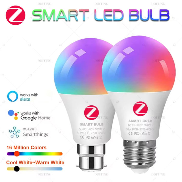 Zigbee 3.0 Smart Led Bulb E27 B22 Lamps RGBCW Works With Alexa Echo ...