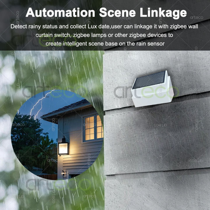 Zigbee Rain Sensor With Brightness Lux Detector Water Leak Rainfall ...