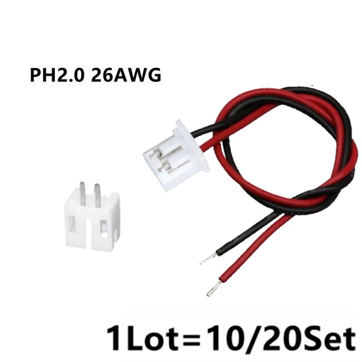 10/20 SETS Connector Female+Male Mini Micro JST 2.0 PH 2-Pin Connector ...