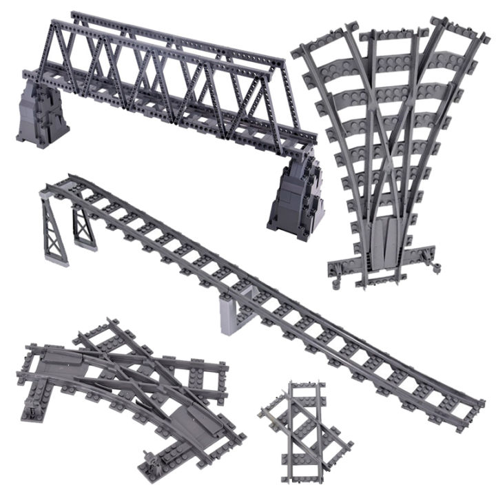 City Trains DIY Building Blocks Straight Curved Rail Bricks Parts ...