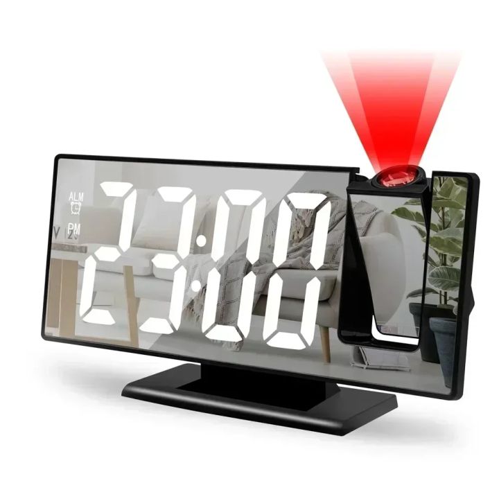 180° Rotation Projection with Time Temperature Digital Snooze Table ...