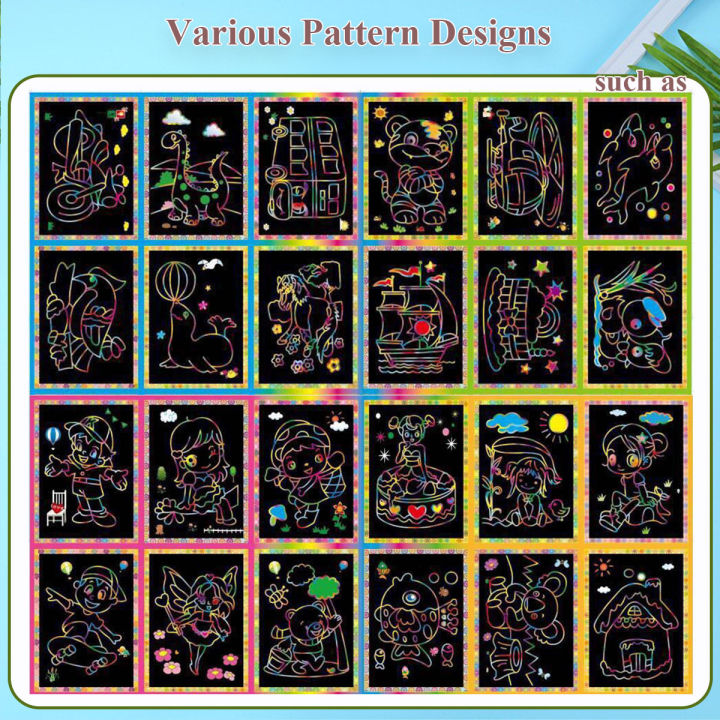 Random 8/10pcs a lot Magic Scratch Art Doodle Pad Painting Cards Toys ...
