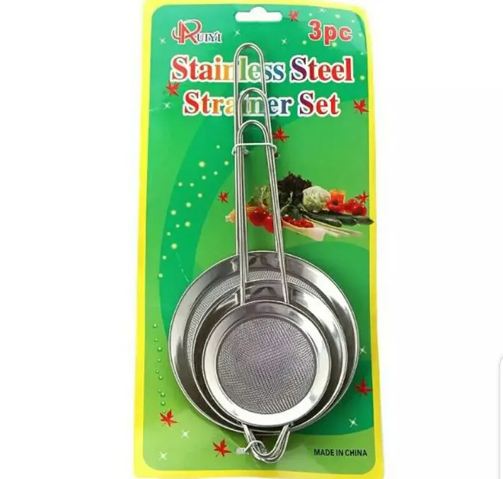 High Quality 3 PCs Stainless steel Tea striner fish mesh stainer set ...