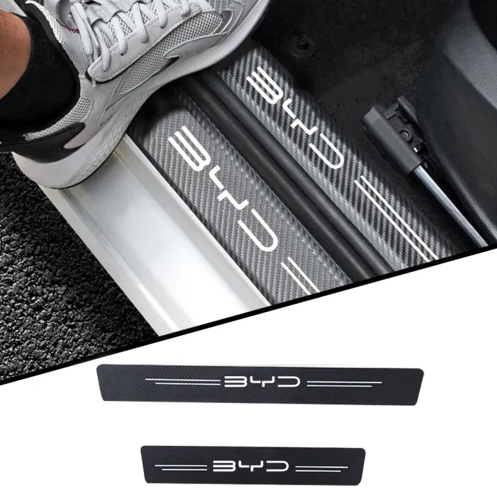 4pcs car Sticker door carbon leather Fiber Sill Plate For BYD Atto 3 ...