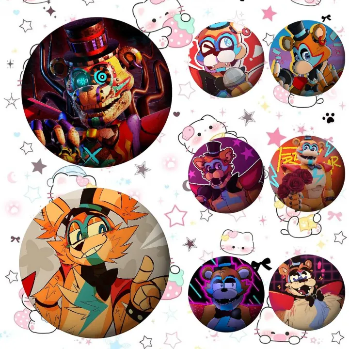 G-Glamrock F-Freddy Fnafs Badges Peripheral Lapel Pins Tinplate Round ...