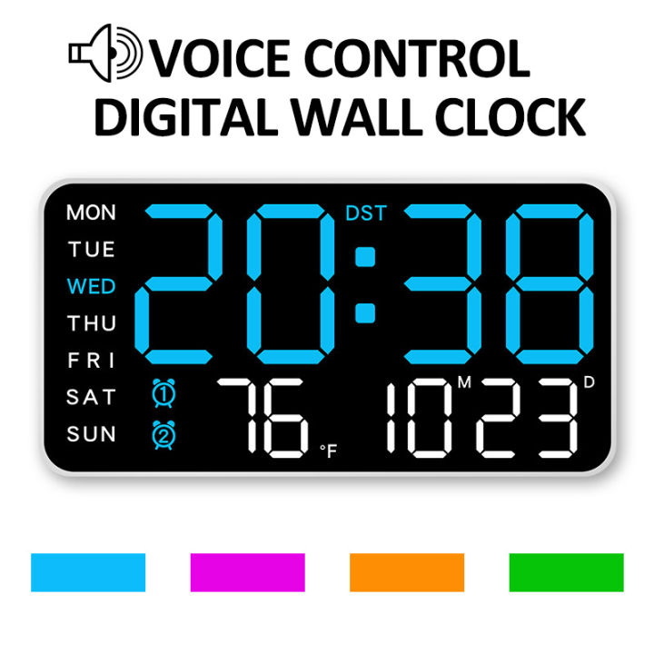 Large Digital Wall Clock Temp Date Week Display Remote Control USB ...