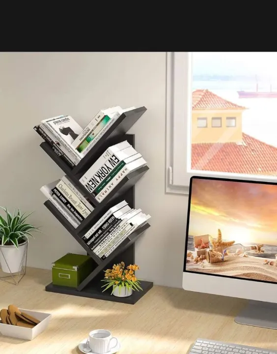 customized color and design tree stye design book shelf rack 5 tier ...