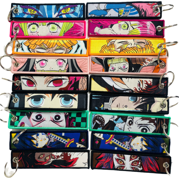 Japanese Anime Embroidery Keychain for Motorcycles Key Fobs Holder ...