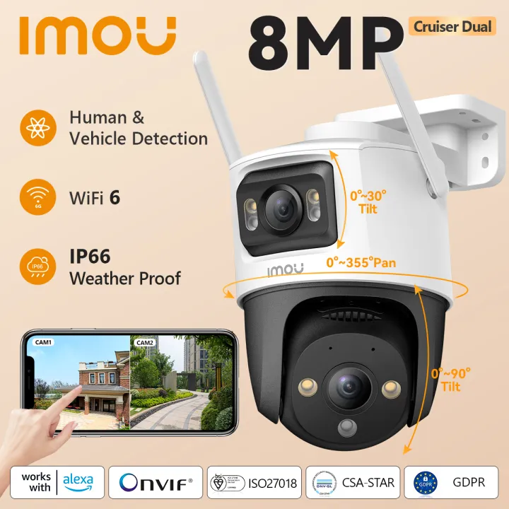 IMOU Cruiser Dual 8MP Dual Lens Outdoor PT Camera Home Security IP ...