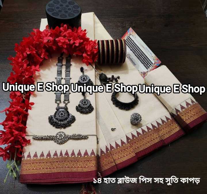 Tangail Er Cotton Saree With Blouse Pis Combo Set For Woman 14 Hand | Daraz.com.bd