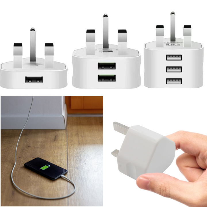 1/2/3 USB Ports Wall Charger Adapter 3 Pin USB Power Adapter UK Plug ...