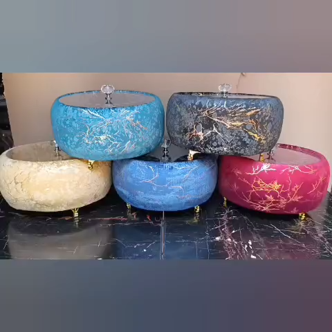 "Golden lining light cream color Velvet Turkish Hotpot / Naan Box ...