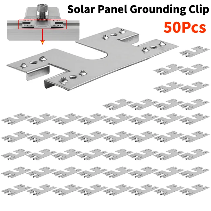 50PCS Solar Panel Grounding Clip 28x50mm Photovoltaic Conductive Sheet ...