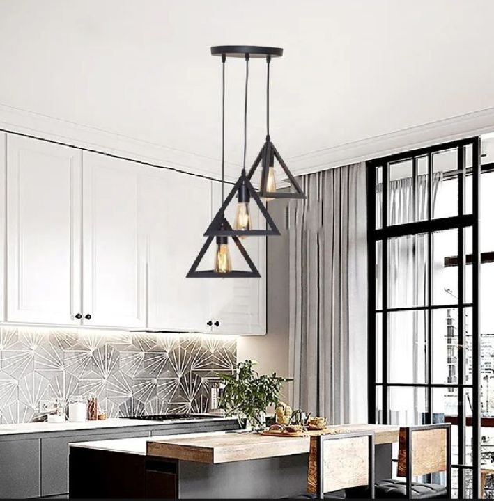 Triangle Shaped Hanging Light With LED Bulb Celling Light Pandant Lamp ...
