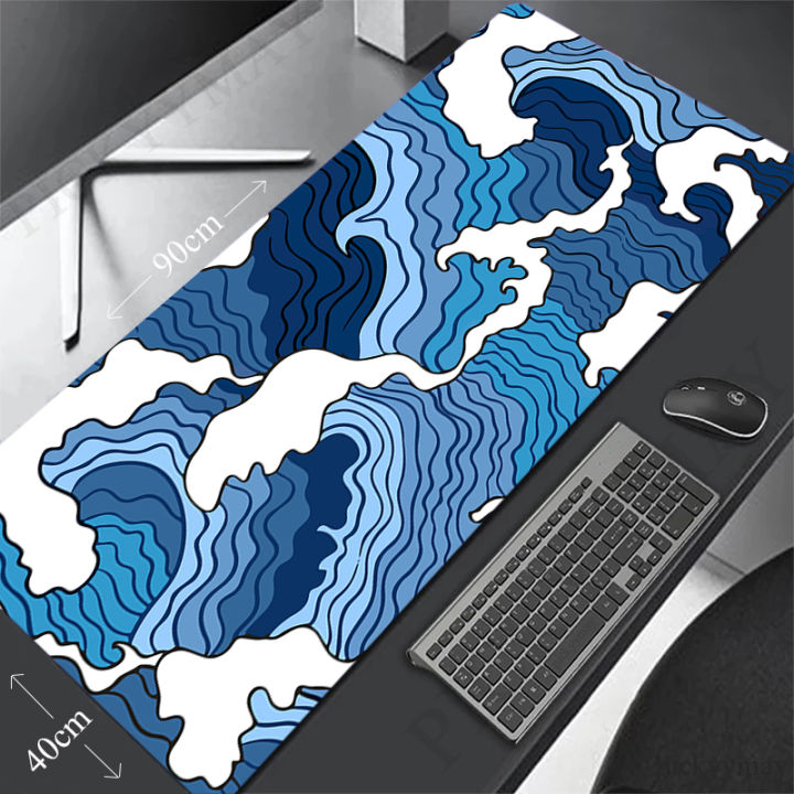 Large Gaming Mousepad Design Wave Mouse Pad Computer Desk Mat Mouse Mat ...