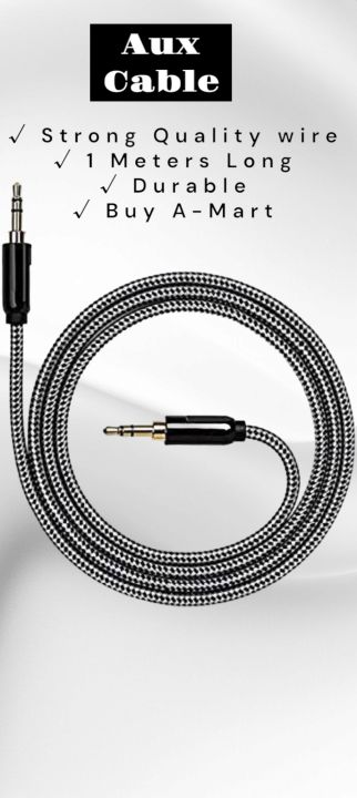 Aux Cable 1 Meter Long Audio Stereo 3.5 mm Cable | Daraz.pk