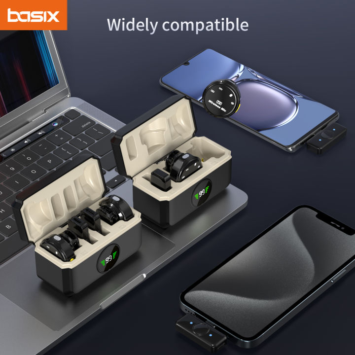 Wireless Lavalier Microphone Set for iPhone Android Dual ...