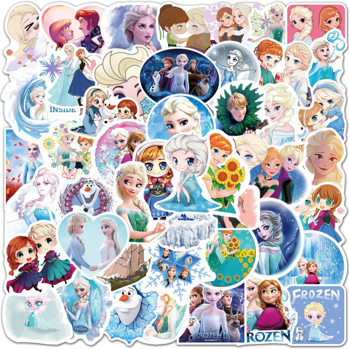 50/100PCS Disney Frozen Anna Elsa Movie Stickers Anime Decal Skateboard ...