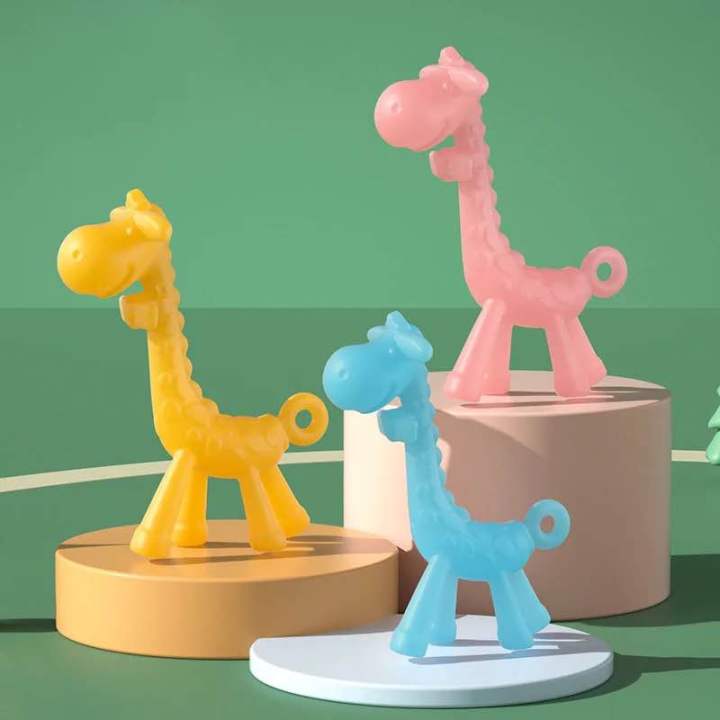 (BABY LAND 4 ,GIRAFFE TEETHER) Colorful Giraffe-Shaped Silicone Baby ...