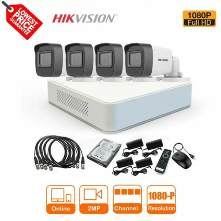 High Quality HIKVISION 100% Original 4 Cameras Package, 2 Megapixels ...