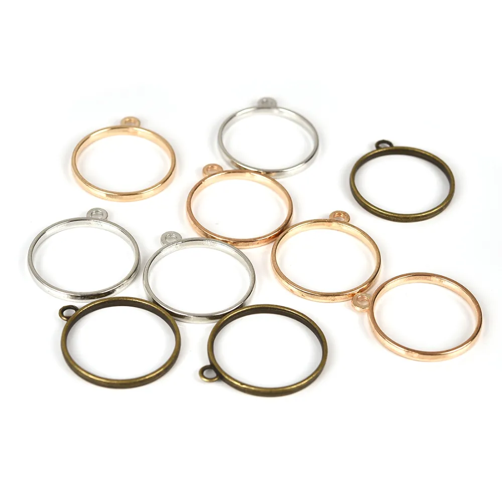 10pcs/Lot 25mm Round Open Bezel Pendant Frame Hollow Blank Base Setting ...