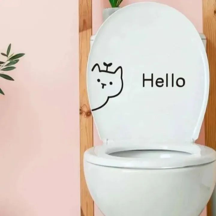 Hello cat Toilet Seat Button Sign Reminder Quotes Word Lettering Art ...