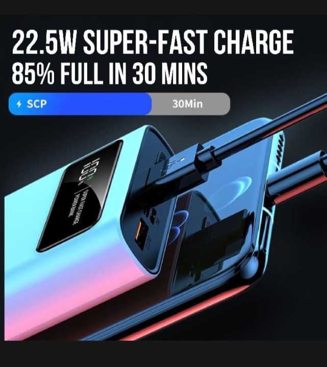 2000 mAh power bank with 22.5 watt super fast charging LCD display with ...