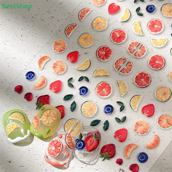 3D Relief Fruit Pattern Design Nail Art Stickers Small Fresh Fruit ...