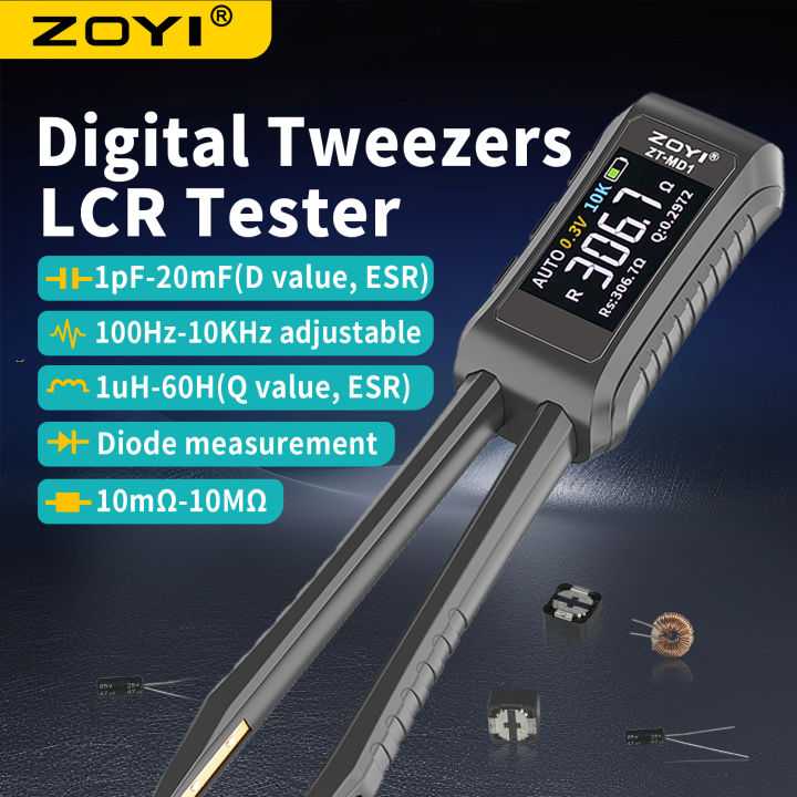 ZOYI MD1/MD2 Digital Smart Tweezer LCR SMD ESR Tester Resistance ...