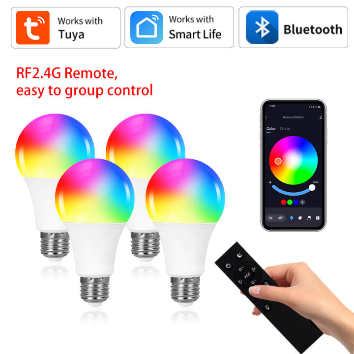 Smart Led Light Bulb 220V Tuya Bluetooth with RF 2.4G Remote Group ...