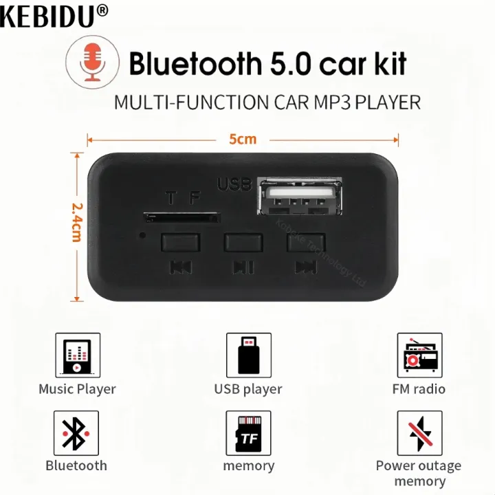 DC 12V Bluetooth 5.0 Car Kit Wireless MP3 Decoder Board DIY Audio WMA ...