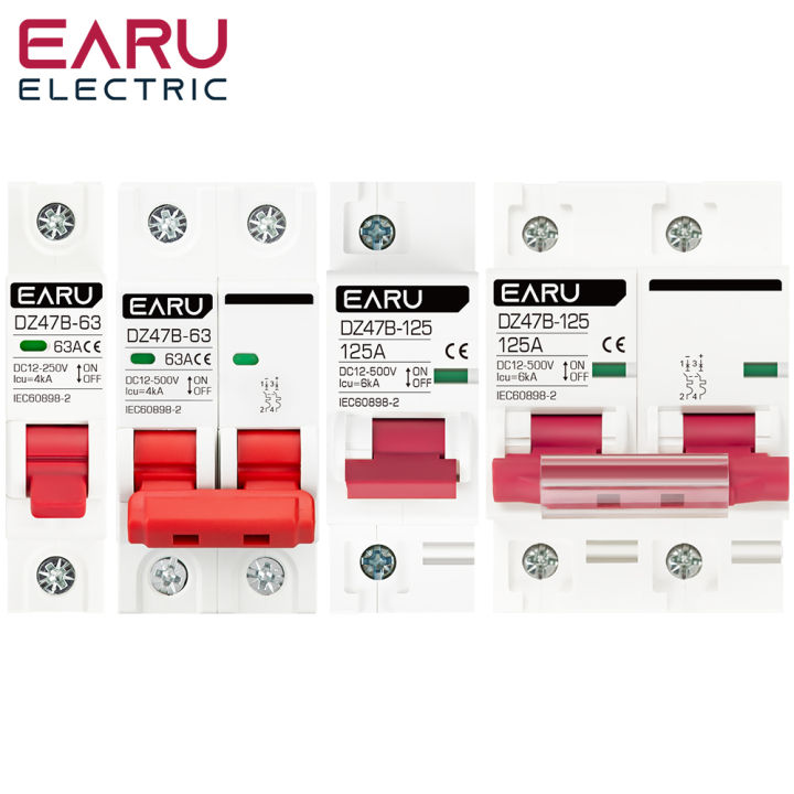 1P 2P DC MCB 12V 24V 48V Circuit Breaker Battery Car Protector DZ47 DC ...