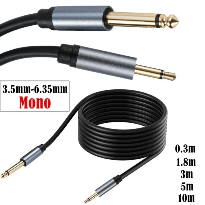 Gold plated mono TS 6.35mm to 3.5mm Male Audio Adapter Cable Line TS 3. ...