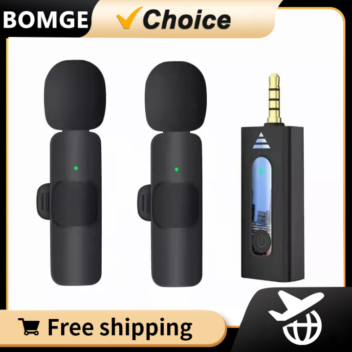 BOMGE K35 Wireless Lavalier Bluetooth Lapel Microphone Mini mic For ...