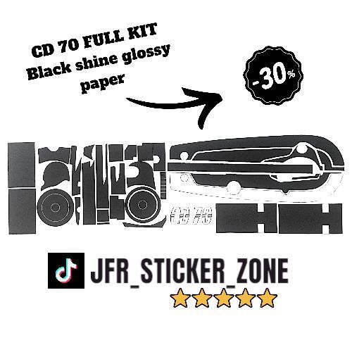 CD 70 FULL BIKE STICKERS KIT BLACK SHINE GLOSSY PAPER AT JFR STICKER ...