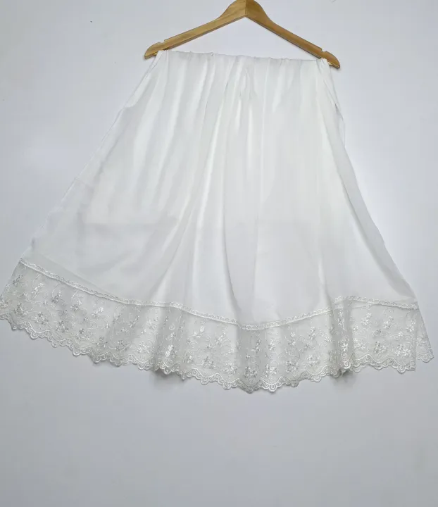 White Crinkle chiffon Dupatta with 02 side fancy net border lace for ...