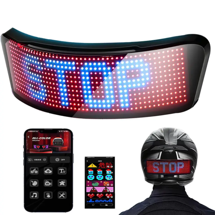 Led Helmet Display Motorcycle Helmet Warning Light Night Riding DIY RGB ...