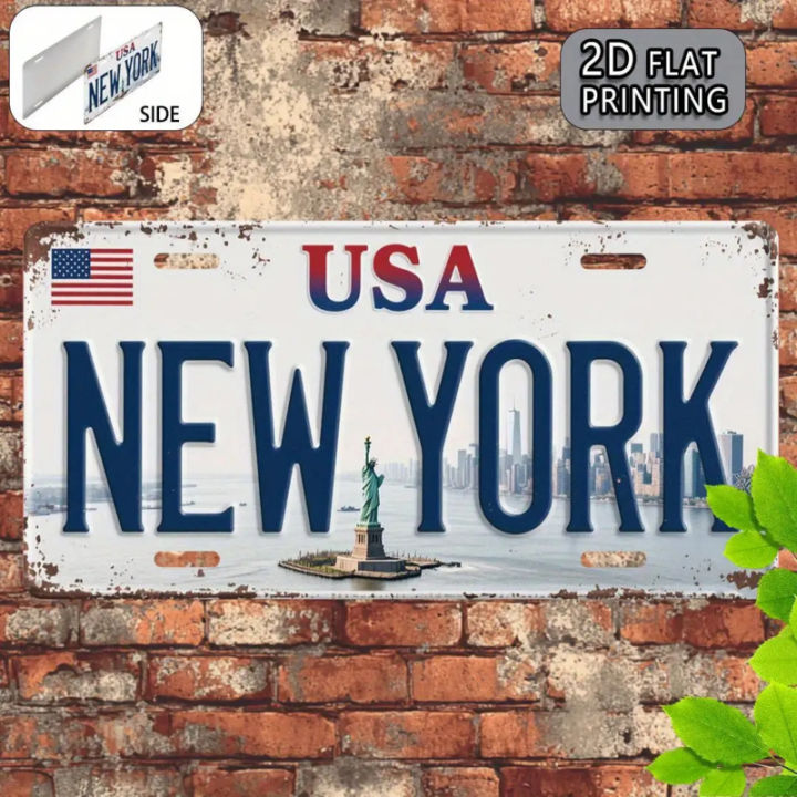 2DPlane，2DFlatbed Printing，1Pieces，New York American Retro Metal ...