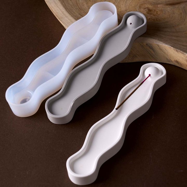 Wave Long Incense Insert Tray Silicone Mold DIY Incense Sticks Base ...