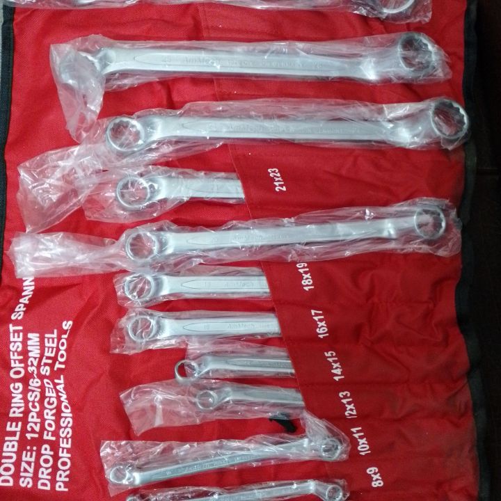 AmMech 12 PCS 6-32mm Double Ring Offset Spanner Set | Daraz.com.bd