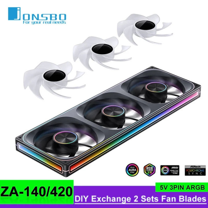 Jonsbo ZA-420/140 Computer Case Fan DIY Exchange 2 Sets Fan Blades l5V ...
