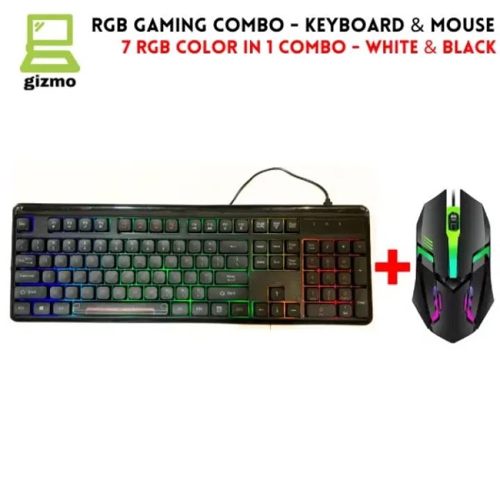 RGB Gaming Keyboard & Mouse Combo - 7 Colour Wired RGB Mouse and ...