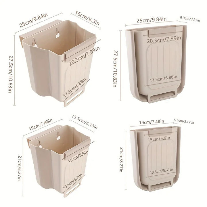 Kitchen & Bathroom Hanging Garbage Bin Foldable Thick-Walled Large ...