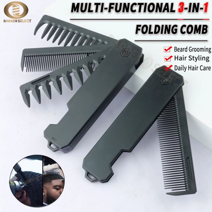 Newest 1/2/3 in 1 Portable Folding Comb Barber Clipper Comb Wide Tooth ...