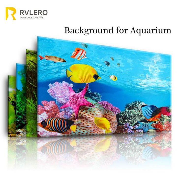Background Aquarium 3D Sticker Poster Decoration Fish Tank Ocean Plants ...