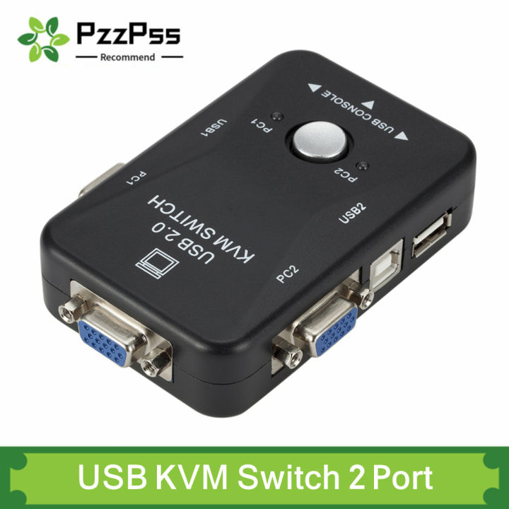 PzzPss USB KVM Switch 2 Port VGA SVGA Switch Box USB 2.0 KVM Mouse ...