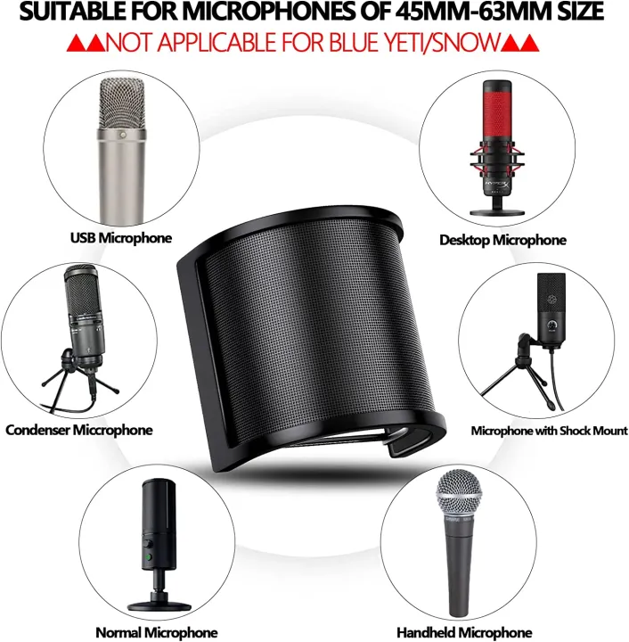 Pop Filter PEMOTech Upgraded Three Layers] Metal Mesh & Foam & Etamine ...