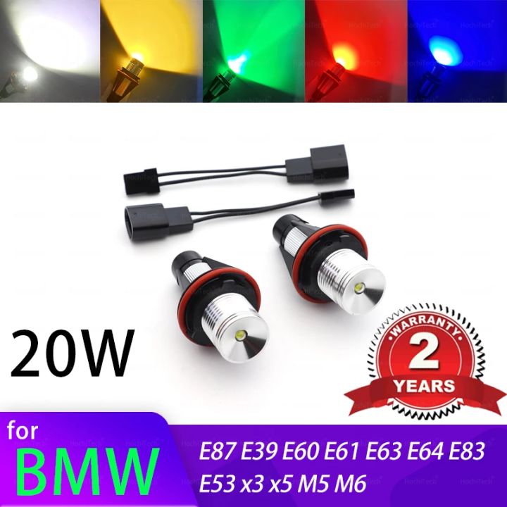 White Bright 20W LED Angel Eyes Marker Lights Bulbs Lamp for BMW E87 E39 M5 E60 E61 E63 E64 M6 ...