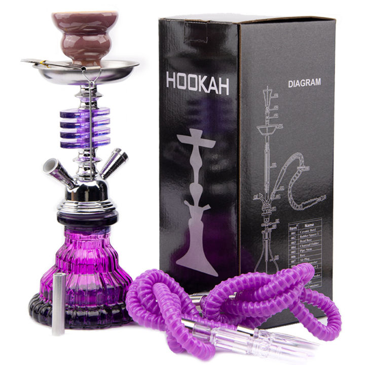 Arabian 4 layers Hookah Set Glass Shisha Double Hose Pipe Ceramic Bowl ...
